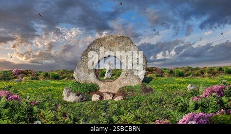 Mên-an-Tol , Men an Toll locally or the Crick Stone, late Neolithic ...