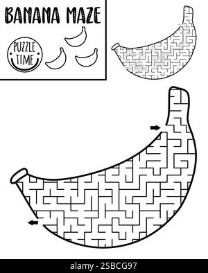 Capybara black and white maze for kids geometrical fruits. Hungry ...