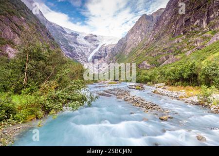 Kjenndalsbreen Glacier in Kjenndalen valley, Stryn, Vestland, Norway ...