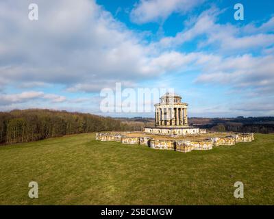 CASTLE HOWARD, YORK, UK - FEBRUARY 2, 2025. Aerial landscape panorama ...