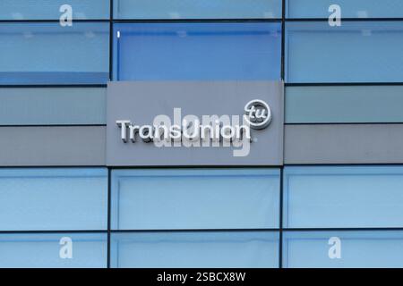 TransUnion logo, Trans Union UK Head Office, Leeds, England, UK - an ...