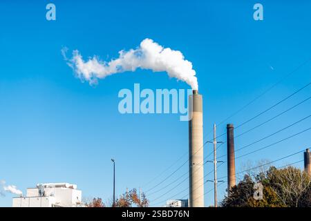 Springfield, Illinois industrial factory smoke from power plant with ...