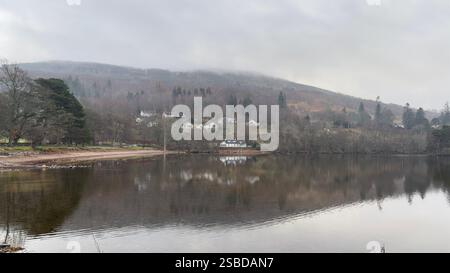 Loch Tay at Kenmore. Tayouth. Landscape view of Loch and hills in the ...