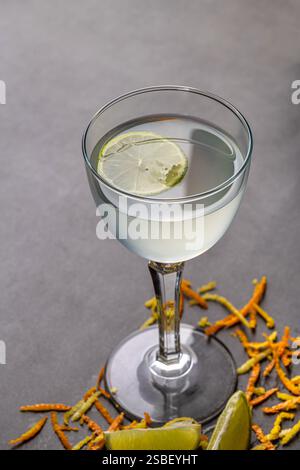 Martini cocktail on dark stone table. With space for your text Stock ...