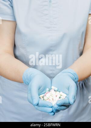 pills in hands of doctor. selective focus of pills. blister with pills ...