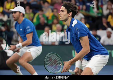 Benjamin Bonzi and Pierre-Hugues Herbert during training of the French ...