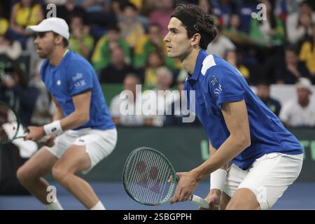 Benjamin Bonzi and Pierre-Hugues Herbert during training of the French ...