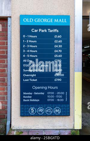 Information sign for car parking charges in the car park at Queen ...