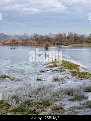 Frozen flood plains of River Adur Stock Photo - Alamy