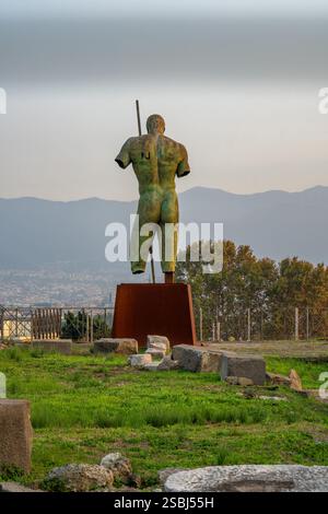 Modern sculpture of Daedalus by Igor Mitoraj in Pompeii, Italy. This ...