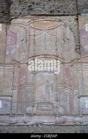 Detail of the stucco wall of the nymphaeum of the Stabian Baths in the ...
