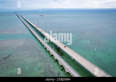 Overseas highway to Key West island, Florida Keys, USA. Aerial view ...