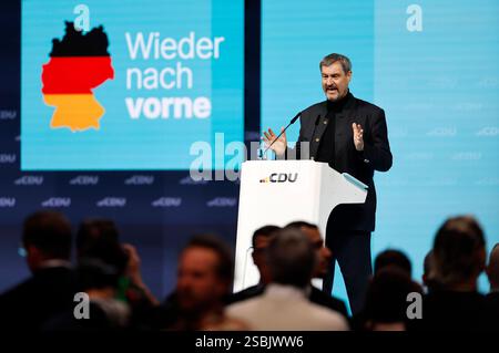 Markus Söder beim 37. Parteitag der CDU Deutschlands im CityCube Berlin ...
