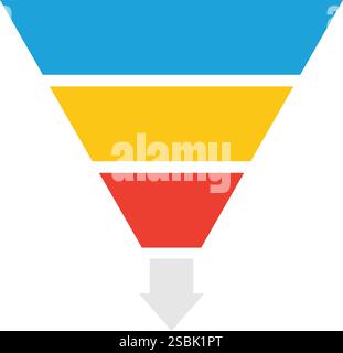 A design of a Funnel diagram with three steps template isolated on ...