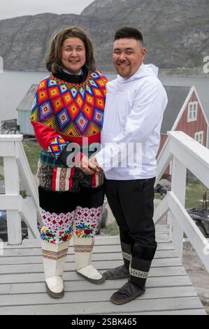 Traditional Inuit wedding in Sarfannguit village, Greenland Stock Photo ...