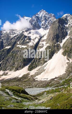 Mont Pelvoux, Ecrins national park, Hautes alpes, France. Viewed from ...