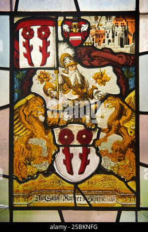 Fire-painted stained glass window. German art, 17th century CE. Vetrata ...