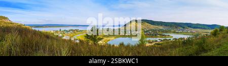 Summer landscape with a view of the village of Shiryaevo in the Samara ...