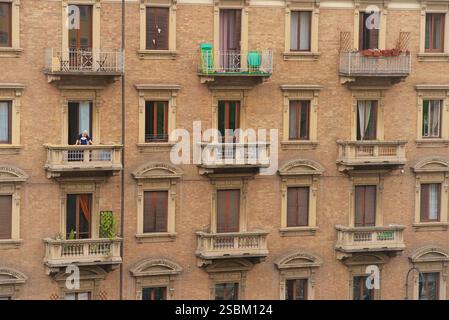 Apartment buildings and their many windows, Turin, Italy Stock Photo ...