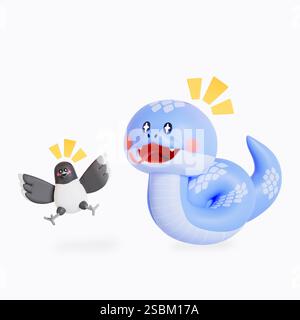 Snake and magpie with sparkling eyes Stock Photo - Alamy