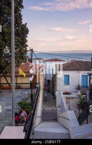 June 28th 2024 - Limni, Greece - Street in the beautiful seaside ...