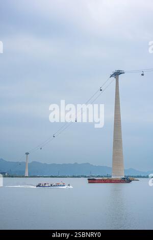Vietnam, Haiphong Province, Sun World Cat Ba cable car connects Cat Hai ...