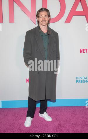 Lucas Neff attends the premiere of Netflix's "Kinda Pregnant" at The ...