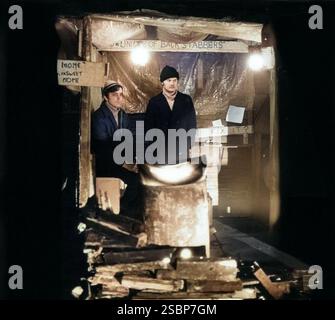 Striking firemen on picket line at night in Telford Uk 1978. Picture by ...