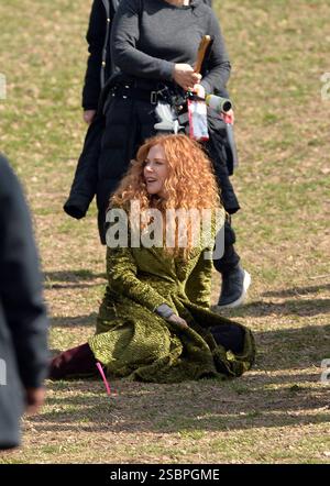 Actor Nicole Kidman shoots a scene in which her character faints on the ...