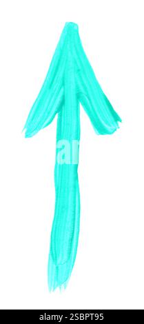 One turquoise drawn arrow isolated on white Stock Photo - Alamy