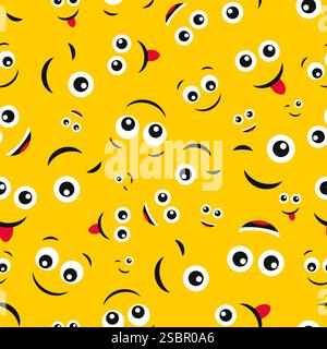 Yellow cute and fun emoticons faces. Smiles or smiling person signs ...