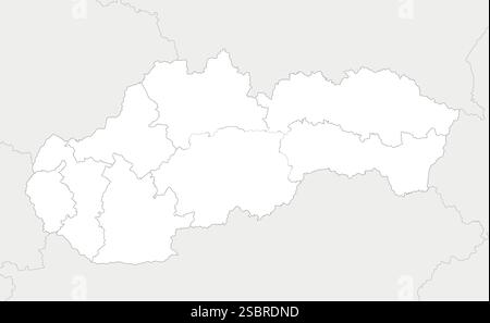 Vector blank map of Slovakia or Slovak Republic with regions or ...