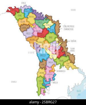 Moldova political map of administrative divisions Stock Vector Image ...