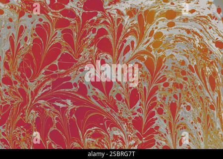 Ebru Marbling texture with floral patterns Stock Photo - Alamy