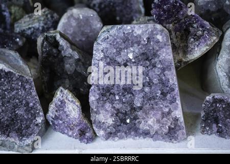 Raw violet amethyst rock with crystal ametist esoteric Stock Photo - Alamy