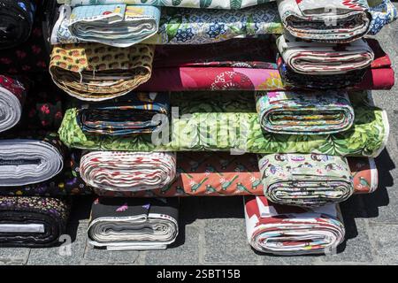 Examples of colorful fabric of various color and type Stock Photo - Alamy