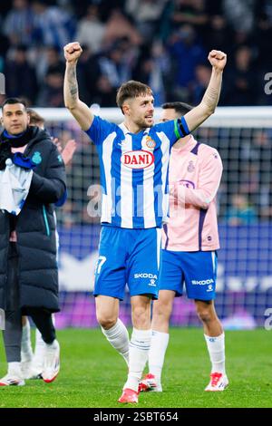 Jofre Carreras of RCD Espanyol celebrates a goal during the Spanish ...