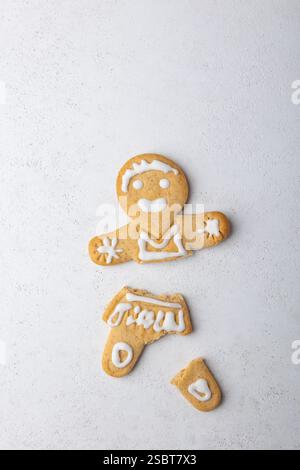 Gingerbread man with a broken leg (without leg) and with a surprised ...