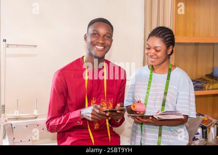 happy tailor holding tape rule isolated over white background Stock ...