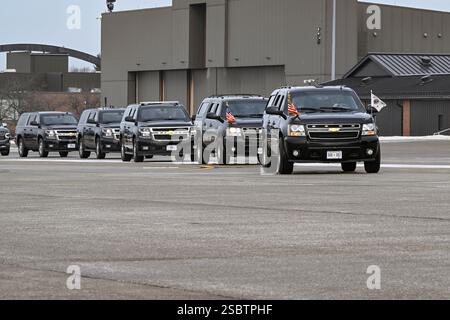Vice President JD Vance's motorcade is seen in Rome's central Piazza ...