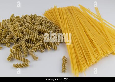 Green Pea Pasta vs. Wheat Spaghetti. Comparison of Different Pasta ...