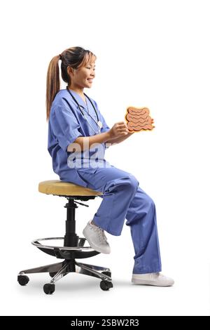 Human intestines model isolated on black background Stock Photo - Alamy