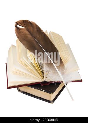 Launched the book with a pen isolated on white background Stock Photo ...