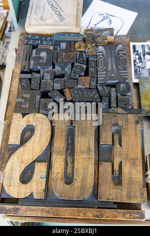 Hot metal type letters, Printing and paper museum, Thuin; Belgium Stock ...