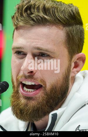 Chiefs player Harrison Butker answering questions from reporters During ...