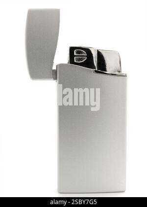 Single Silver Lighter Against The White Background Stock Photo - Alamy