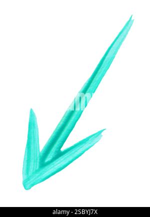 One turquoise drawn arrow isolated on white Stock Photo - Alamy