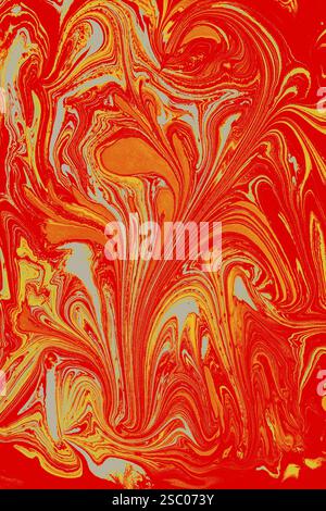Ebru Marbling texture with floral patterns Stock Photo - Alamy