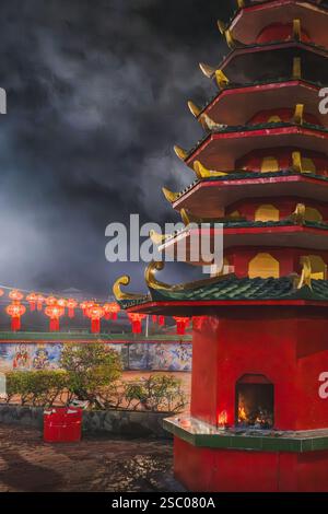 Burning Joss Paper Ritual at Night, Shandong China Stock Photo - Alamy