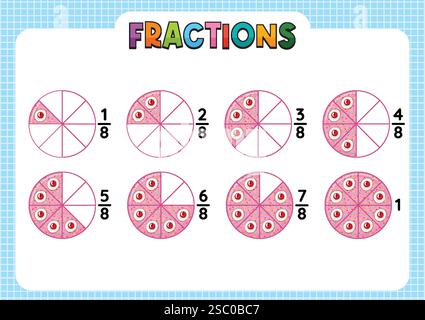 Illustration of fractions using pie charts Stock Vector Image & Art - Alamy
